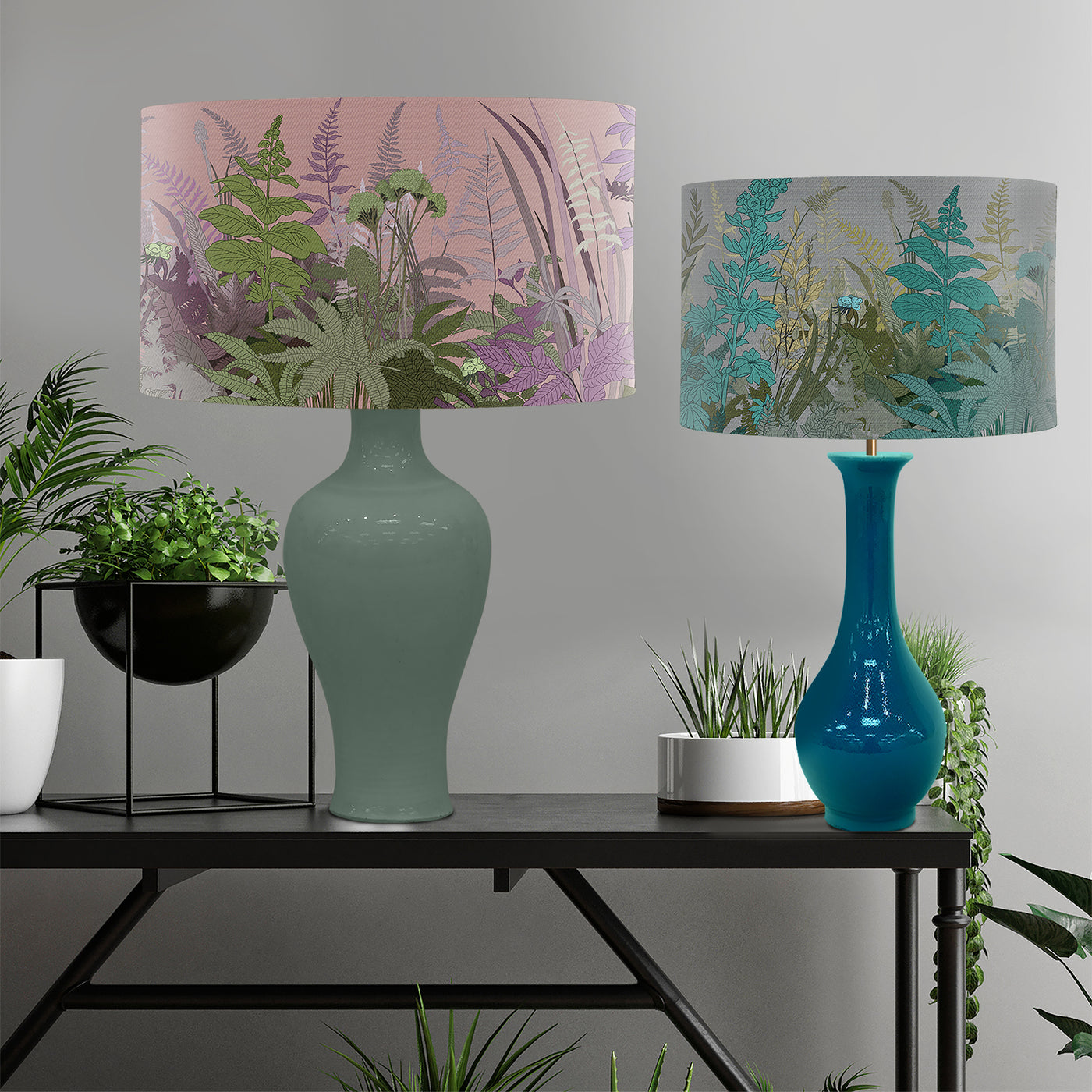 Hedgerow Blush,Botanical Lamp shade, Drum, Pendant Lighting — FabFunky