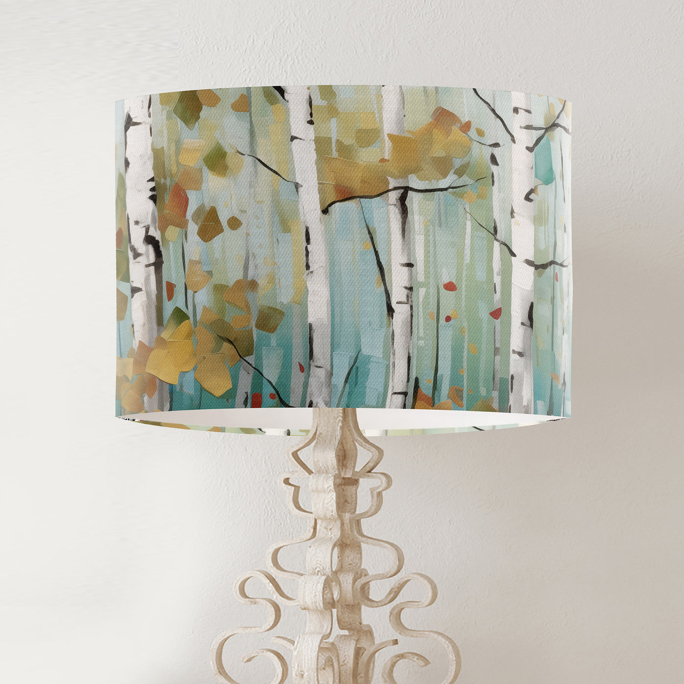 Birch Trees Lamp shade, Scandi Forest Drum Shade, Pendant Lighting ...