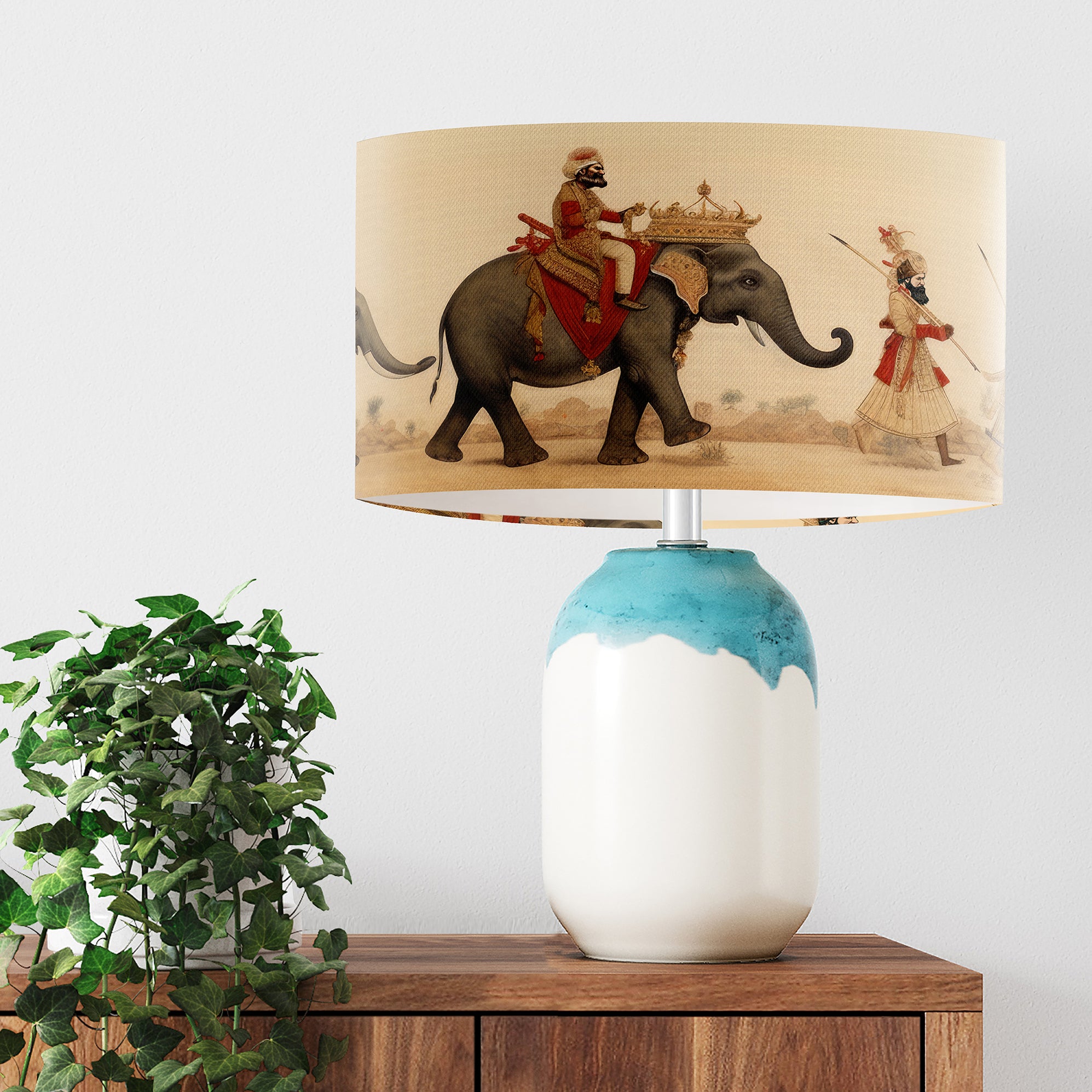 Elephant Train Lamp shade, Drum, Pendant Lighting — FabFunky