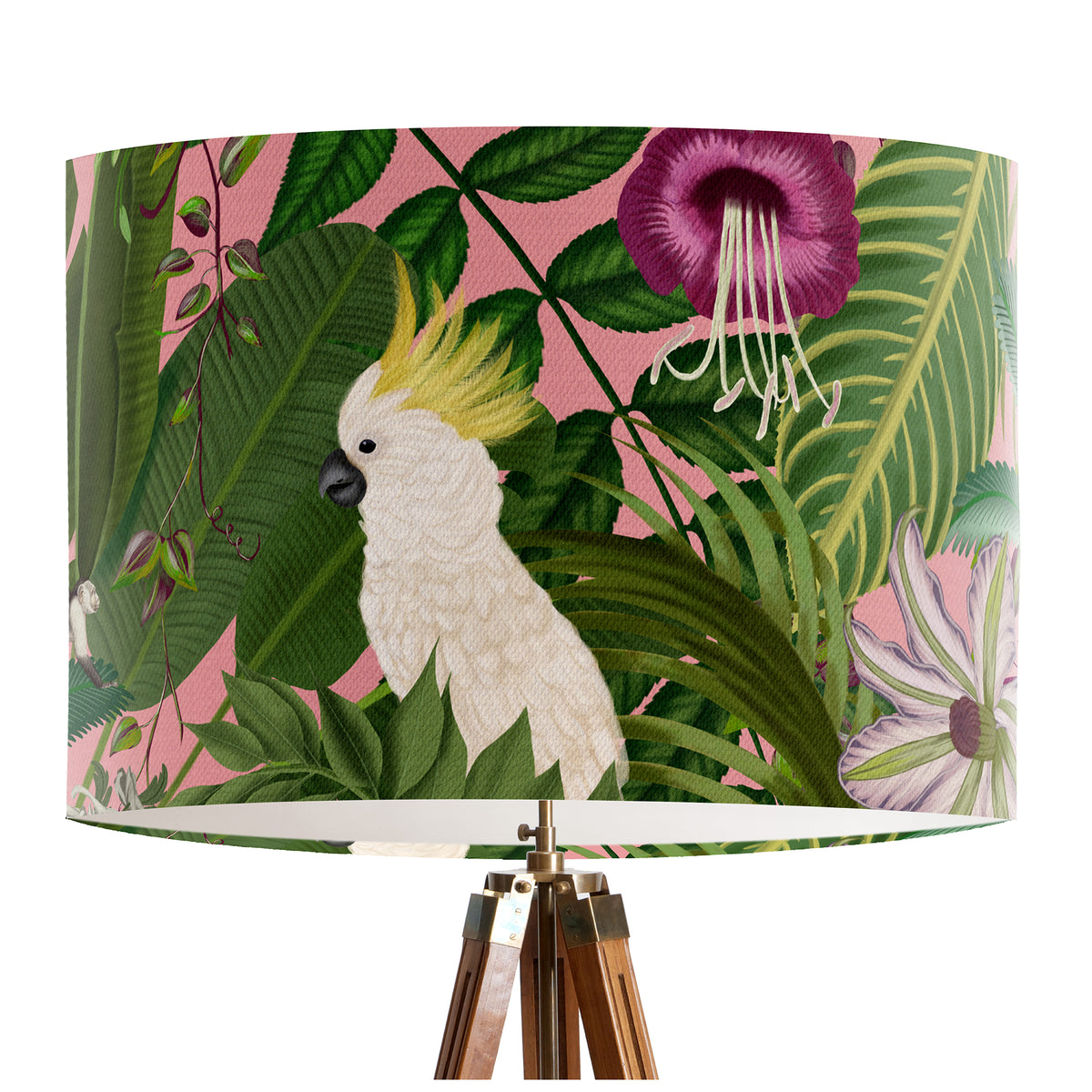 Tropical Lamp shade Rainforest Pink Parrots, Drum, Pendant Lighting ...