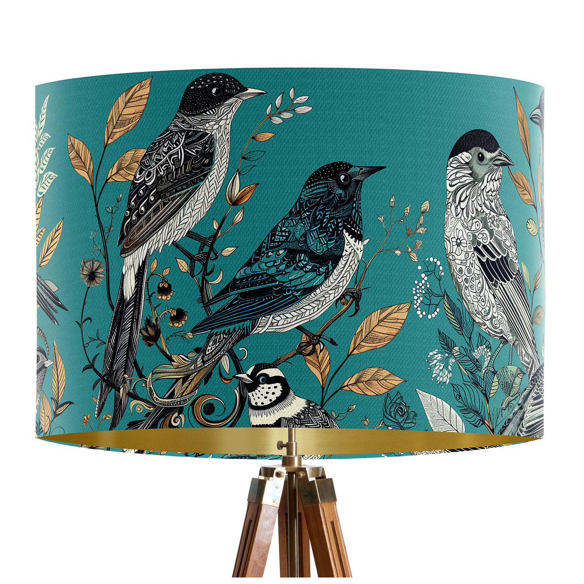 Bird Lampshade, Fancy Flock Blue, Bird Drum Shade, Ceiling Pendant ...