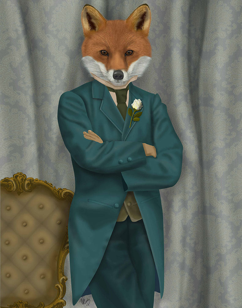 Fox Victorian Gentleman Portrait, Art Print — FabFunky