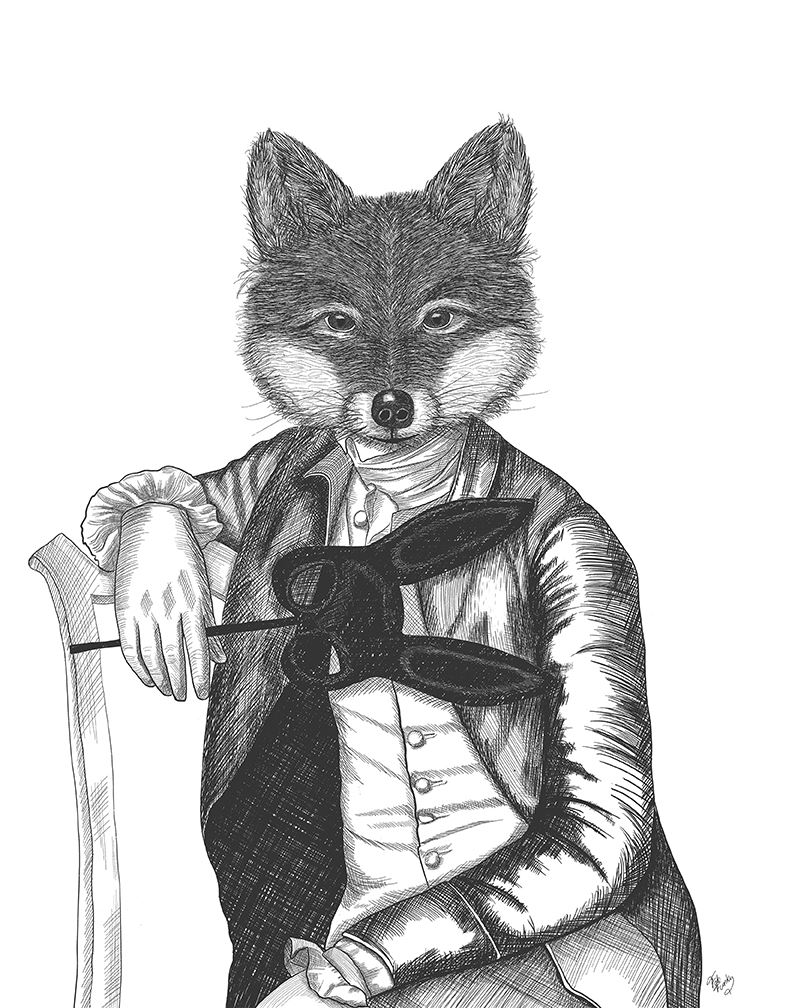 The Masked Fox, Limited Edition Print of drawing — FabFunky
