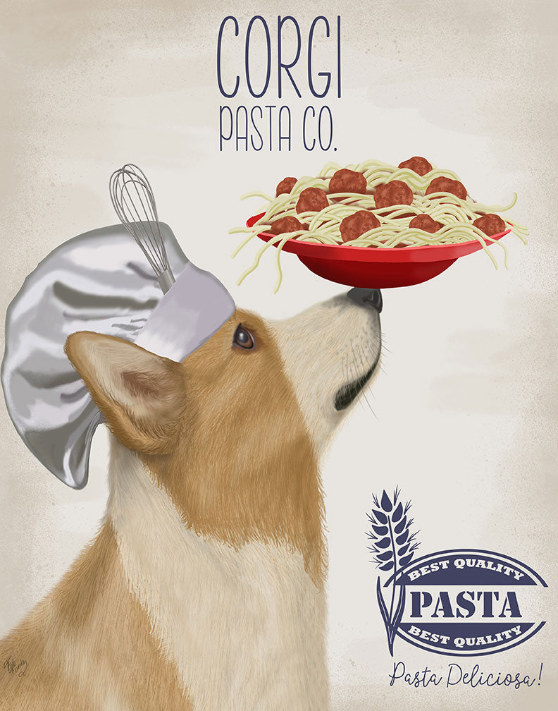 Corgi Tan White Pasta Cream, Dog Art Print, Wall art — FabFunky