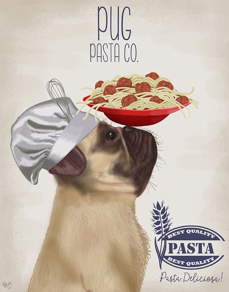 Pug Fawn Pasta Cream, Dog Art Print, Wall art — FabFunky