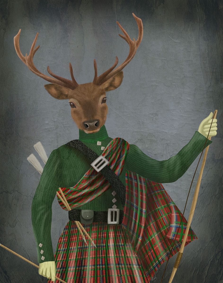 Scottish Deer Major Malcolm, Portrait, Art Print, Canvas, Wall Art ...