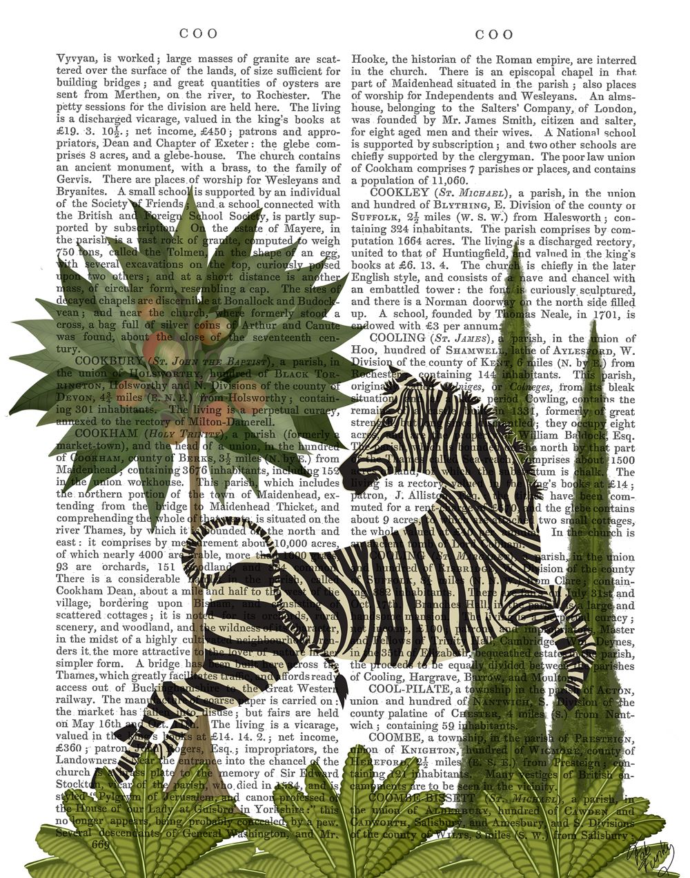 Dancing Zebra, Animalia Antiquarian Book Prints, Art Print, Wall Art ...