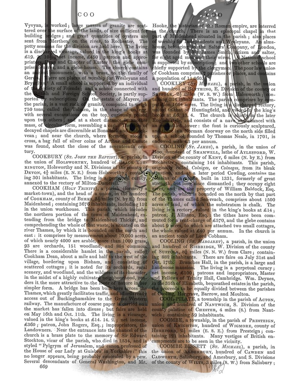 Tabby Cat Fish Chef, Full, Antiquarian Book Prints, Art Print, Wall Art ...